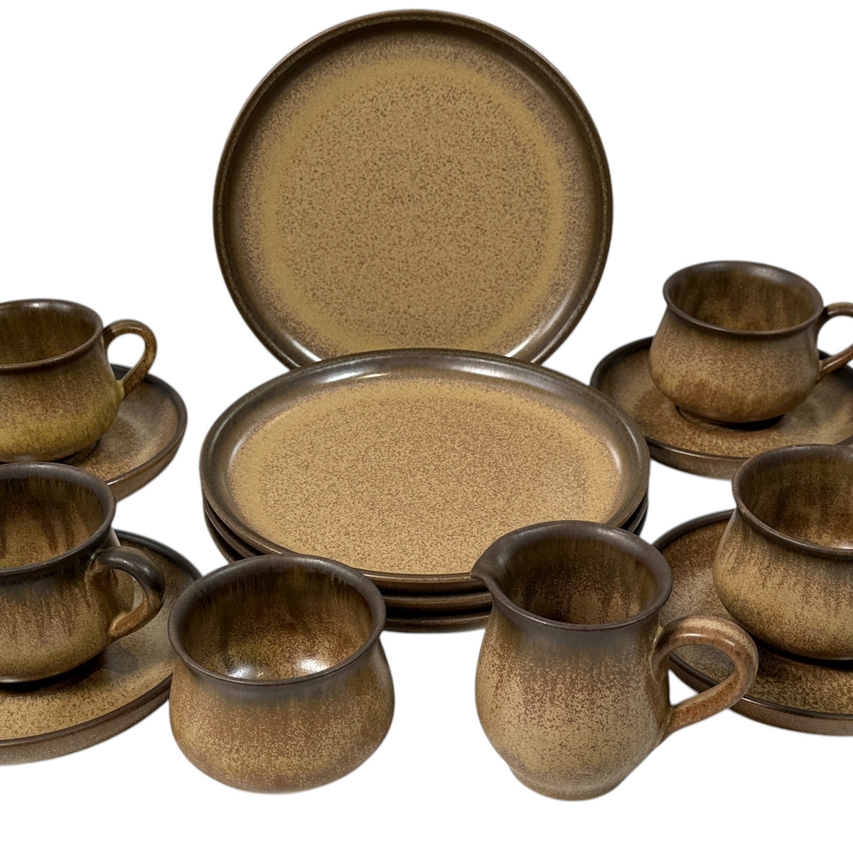 Vintage Denby England Stoneware Tea Set – 10-Piece Rustic Speckled ...