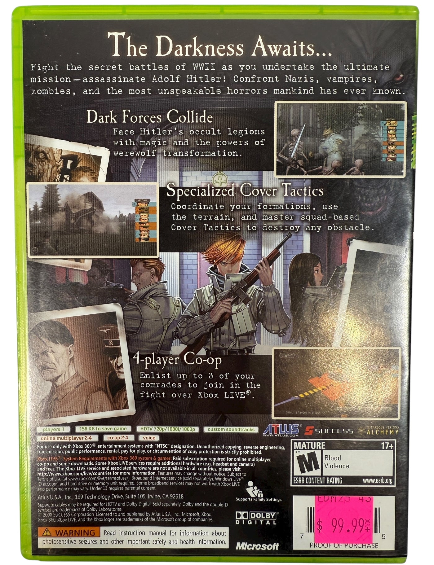 Atlus Operation Darkness Xbox 360 – Rare Complete Copy – Éco-Dépôt Montréal