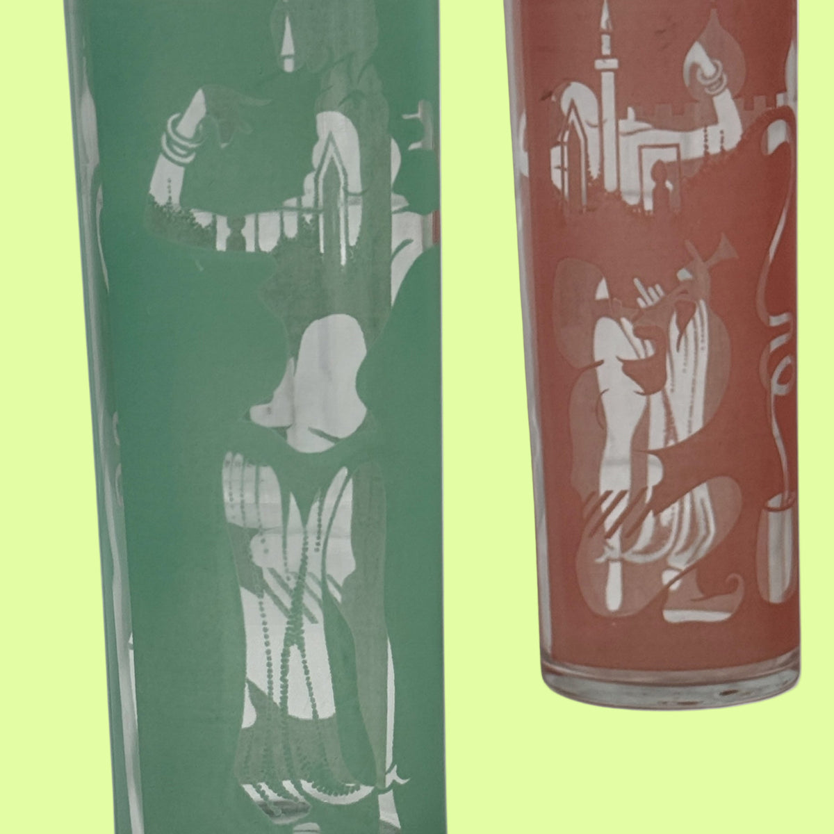 Vintage Arabian Hi Ball Glasses – Set of 4 Belly Dancer & Snake Charme ...