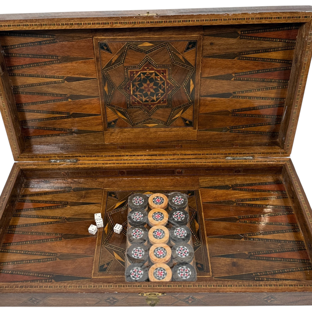 Vintage Syrian Inlaid Backgammon & Chess Board – With Backgammon Piece ...