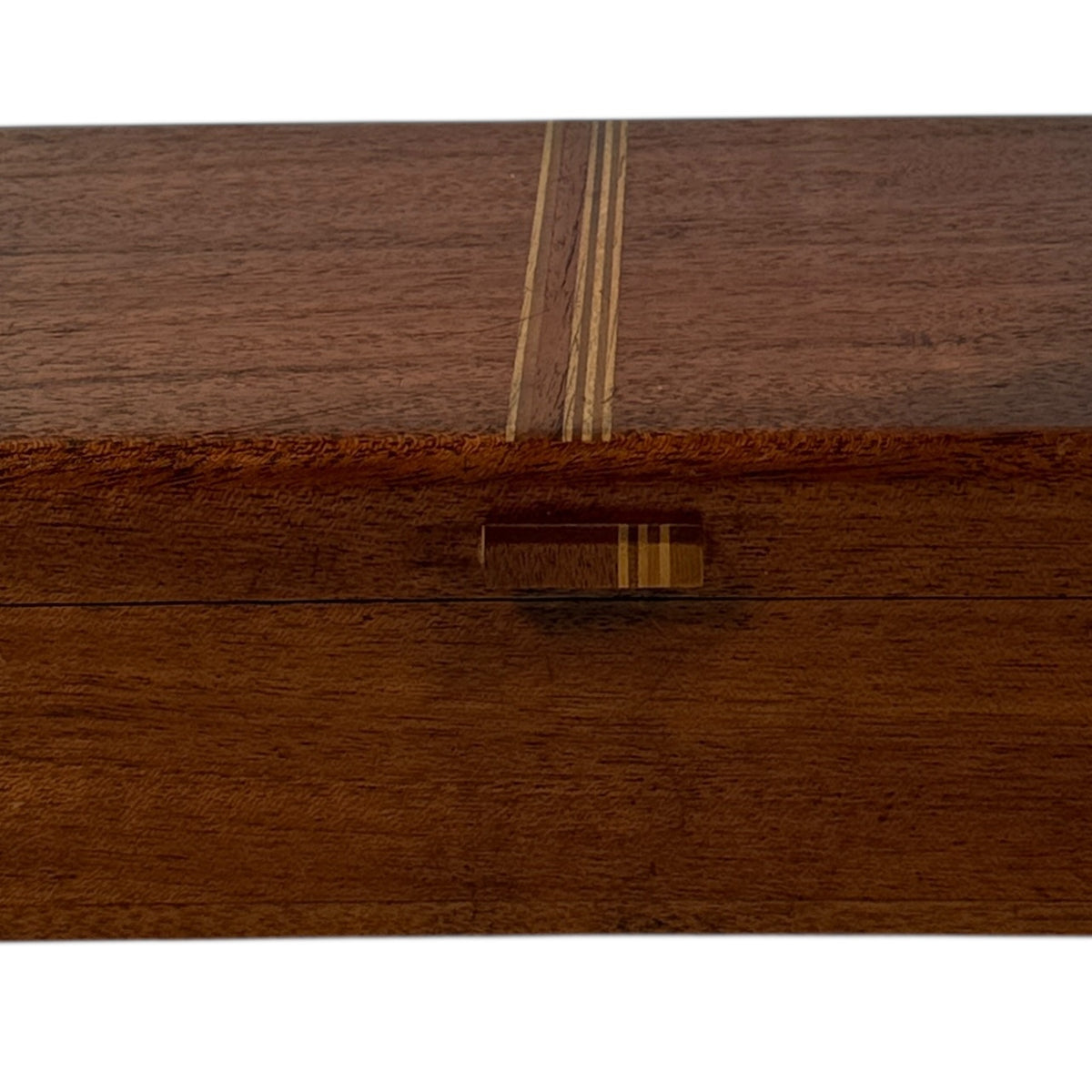 Vintage Genuine Mahogany Jewelry Box – Dovetail Corners & Inlay Detail ...