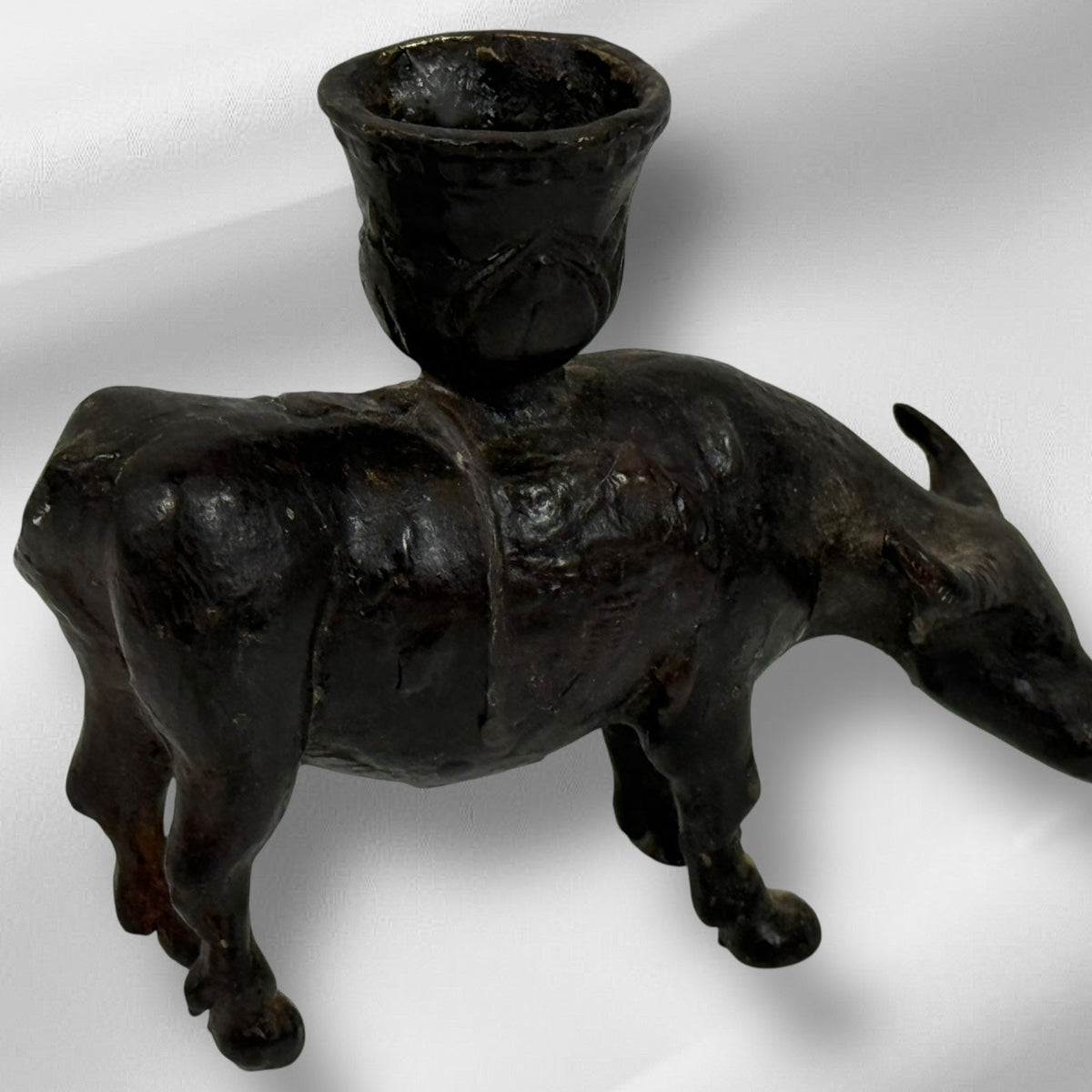 Antique or Vintage Chinese Bronze Metal Lao Tzu Ox Water Buffalo Candl ...