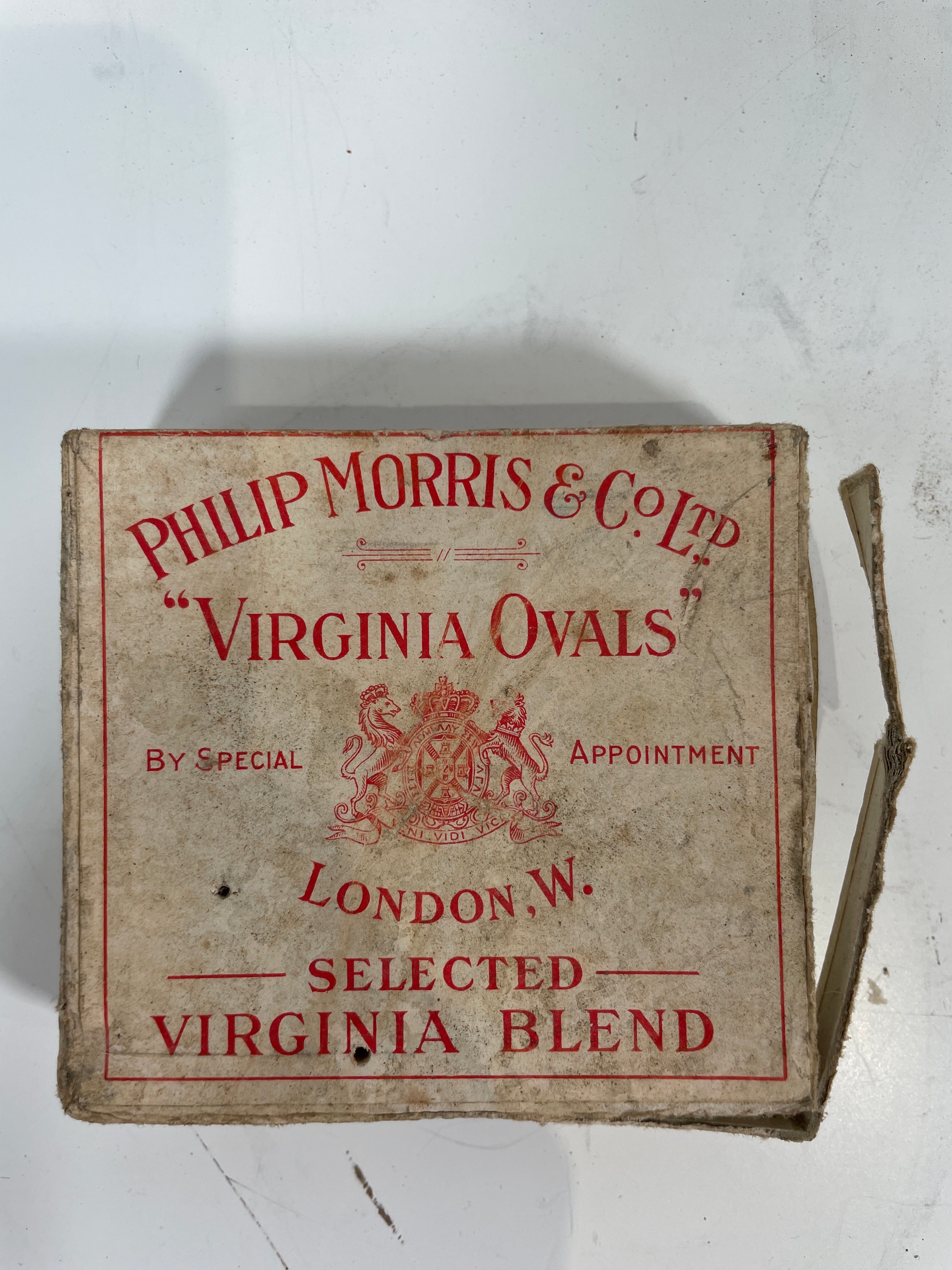 Vintage Philip Morris Virginia Ovals Hinged Cigarette Box With Tax Sta