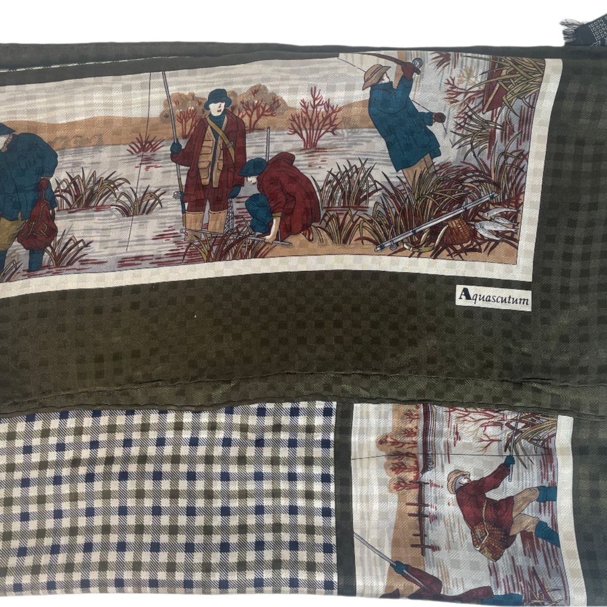 Vintage Aquascutum Silk Scarf, Outdoor Theme , Plaid Pattern – Éco ...