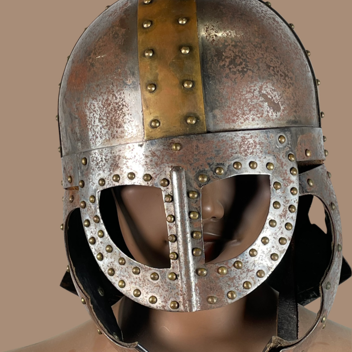 Medieval Viking-Style Helmet – Riveted Steel Reproduction with Face Gu ...