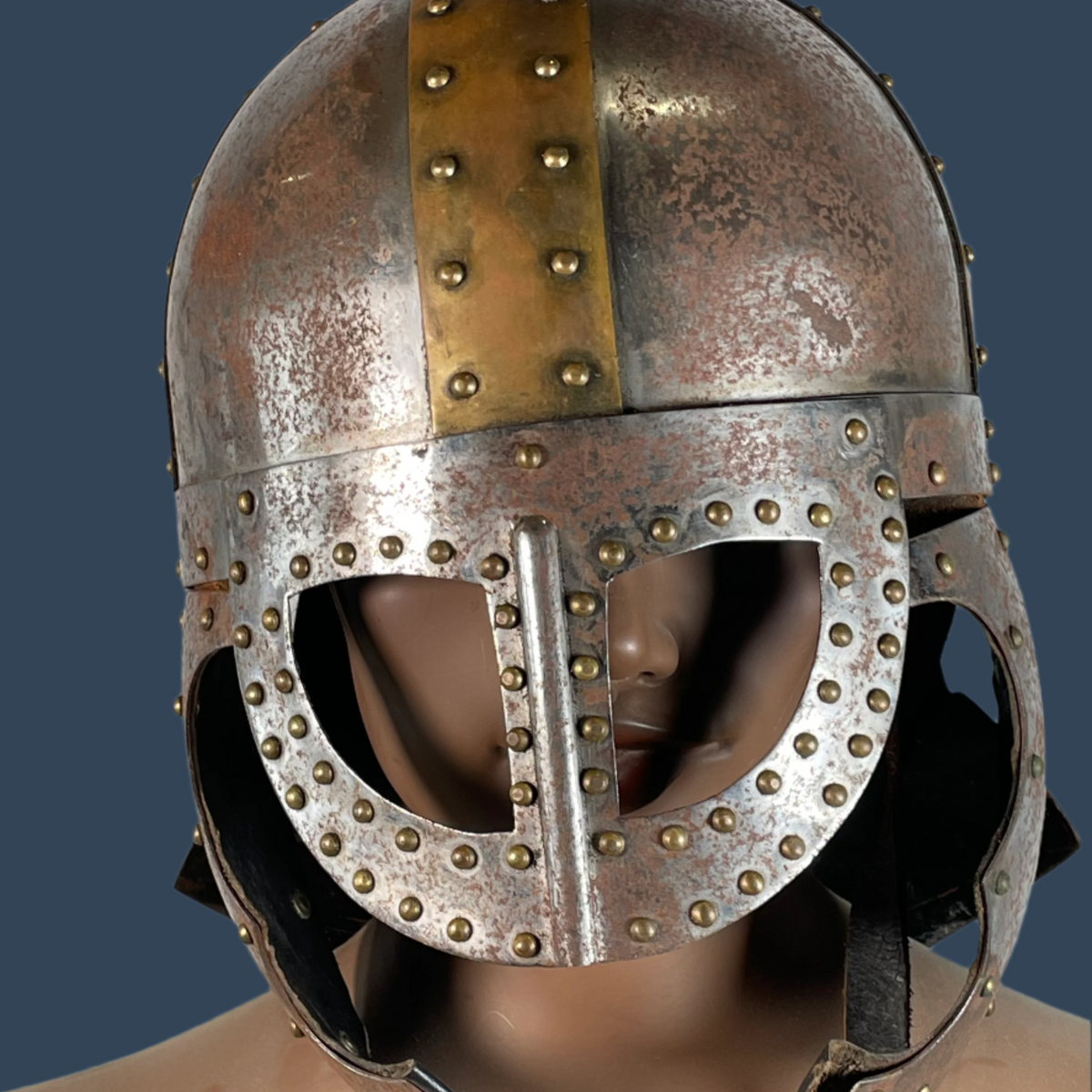 Medieval Viking-Style Helmet – Riveted Steel Reproduction with Face Gu ...