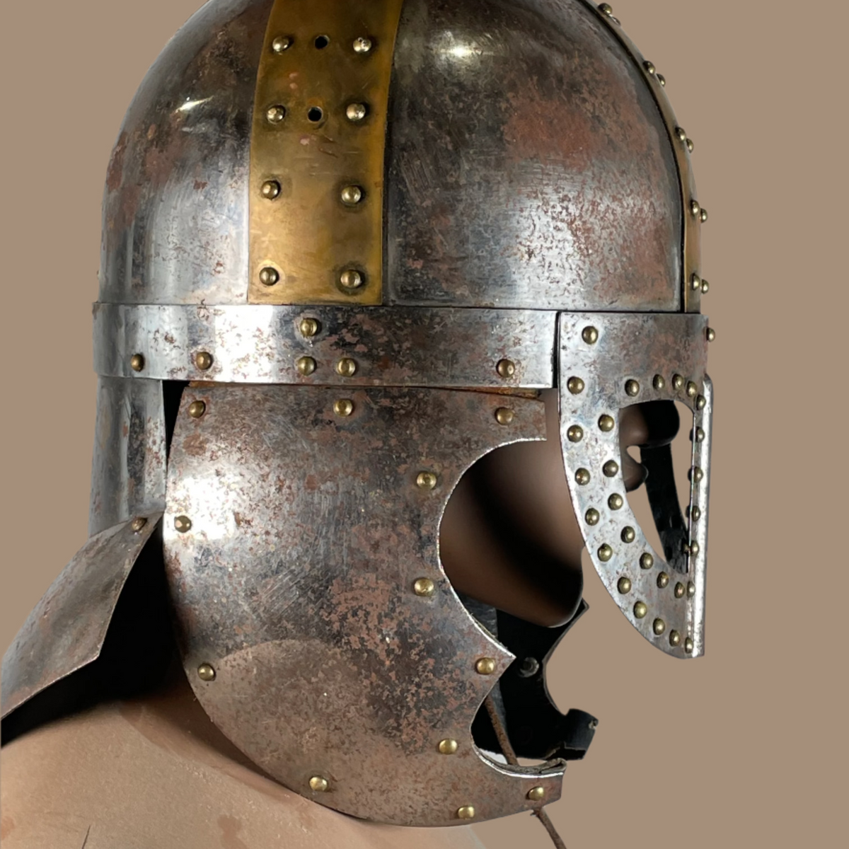 Medieval Viking-Style Helmet – Riveted Steel Reproduction with Face Gu ...
