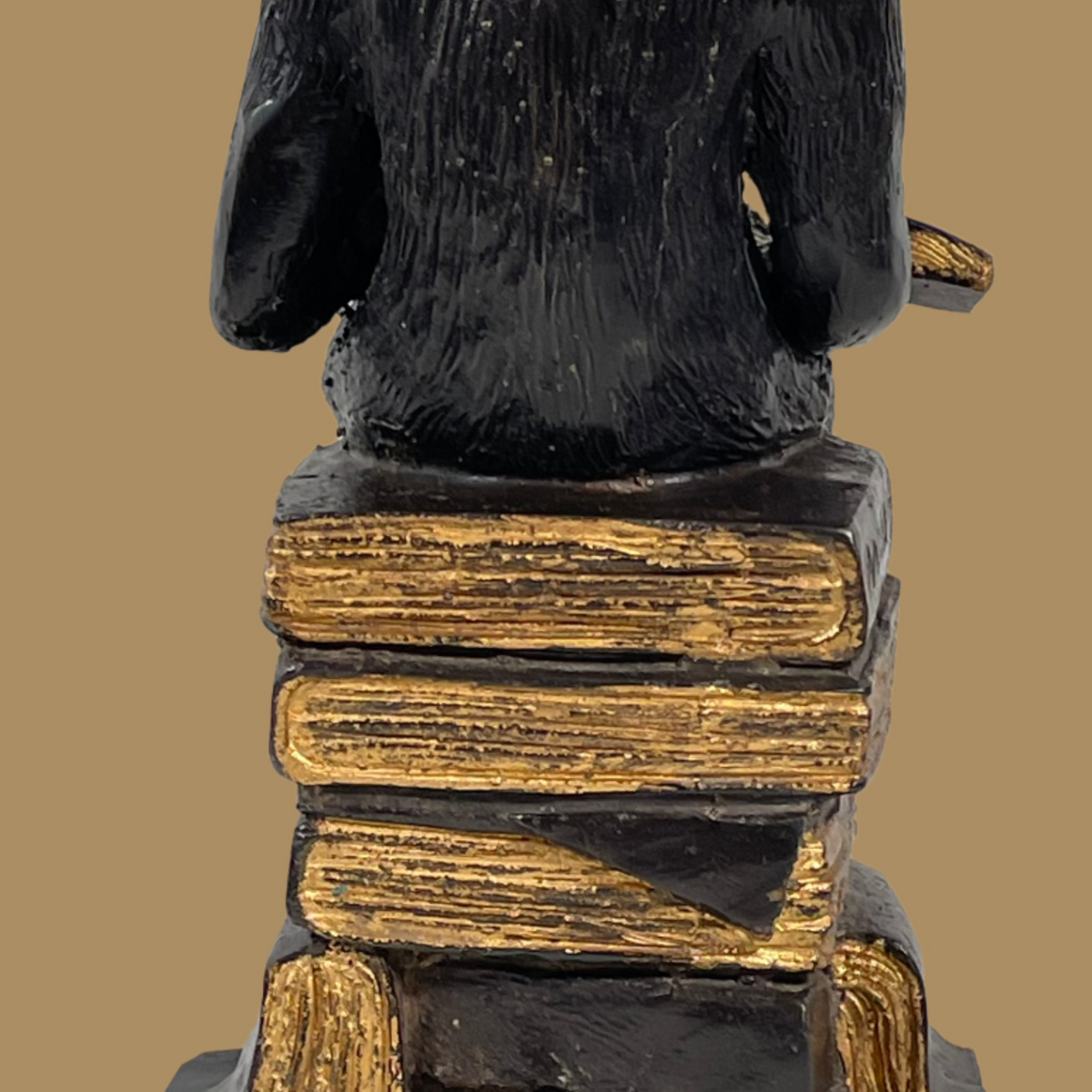 Heavy Vintage Philosopher Monkey Sculpture – Cast Metal Scholar Ape Re ...