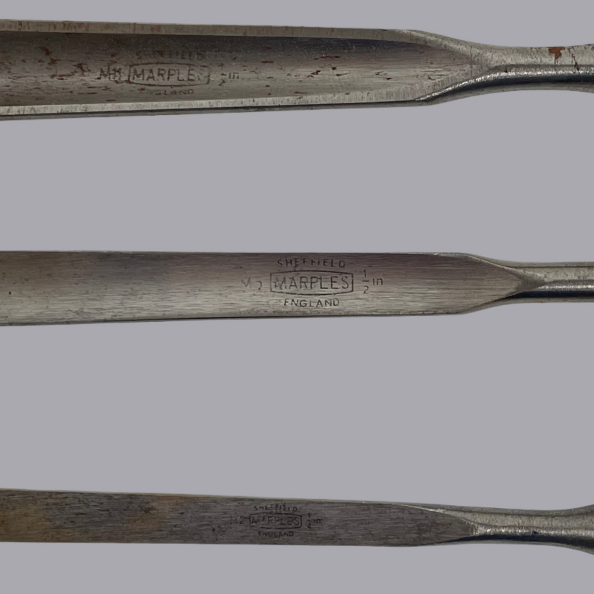 Vintage Marples Sheffield Wood Carving Chisel Set (3 pcs) – Brass Ferr ...